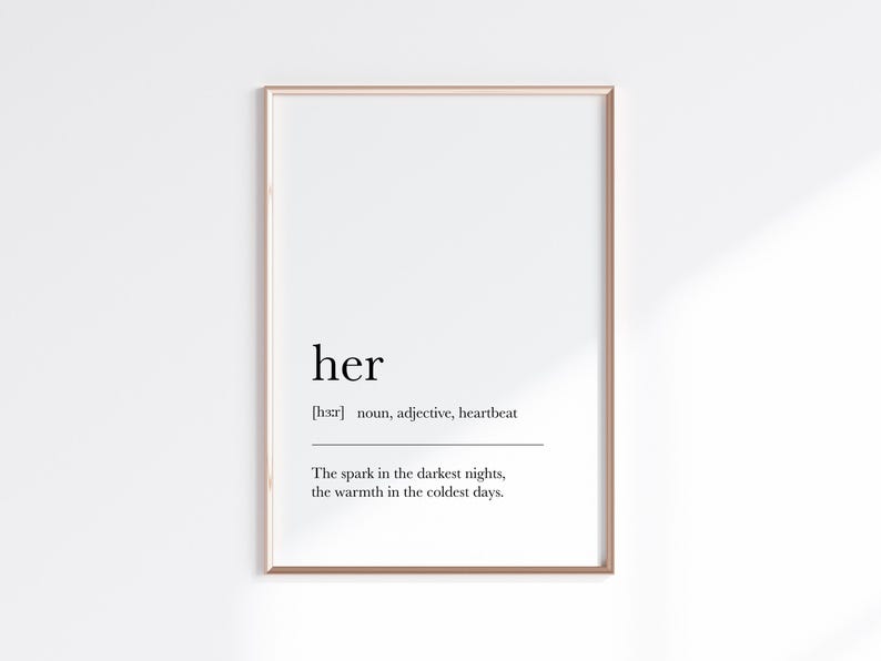 Her Word Definition Poster. Minimalist Wall Art. Funny Poster. White ...