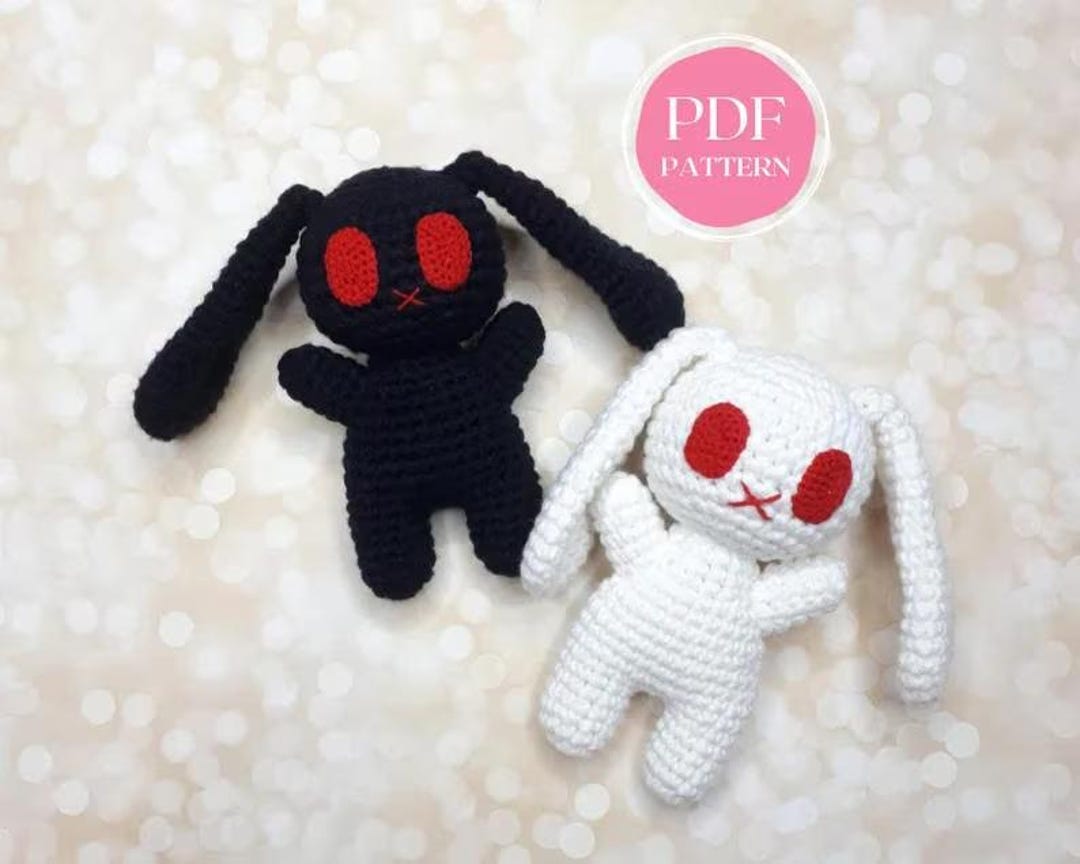 Crochet Pattern Goth Bunny Plush, Creepy Bunny, Crochet Bunny, Tutorial ...