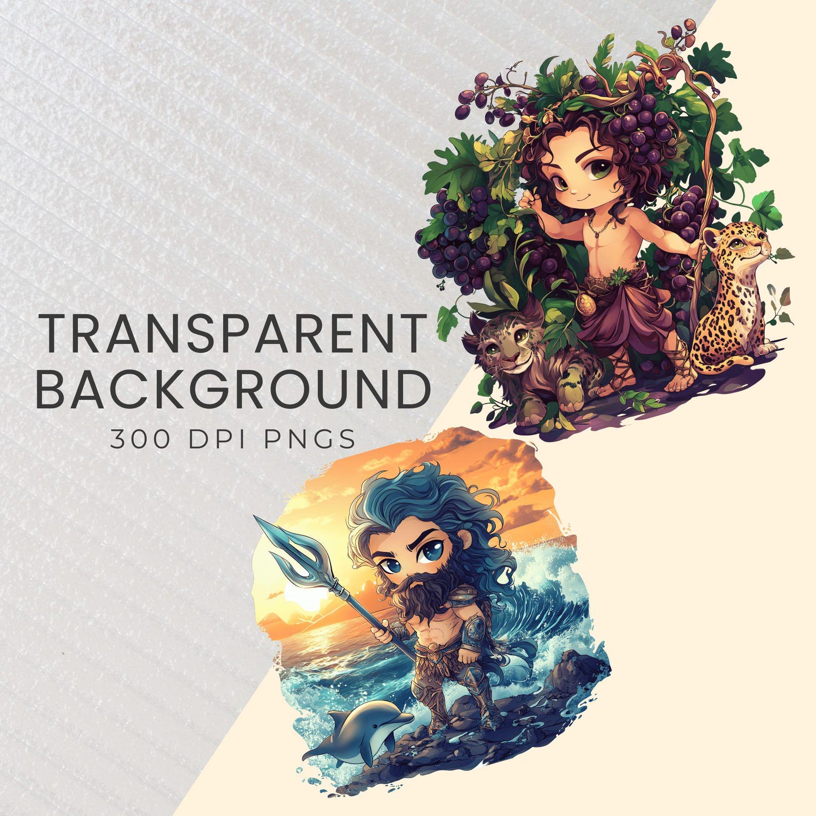 Chibi Greek Olympian Gods Clipart Bundle | 12 Cute Mythology Characters ...