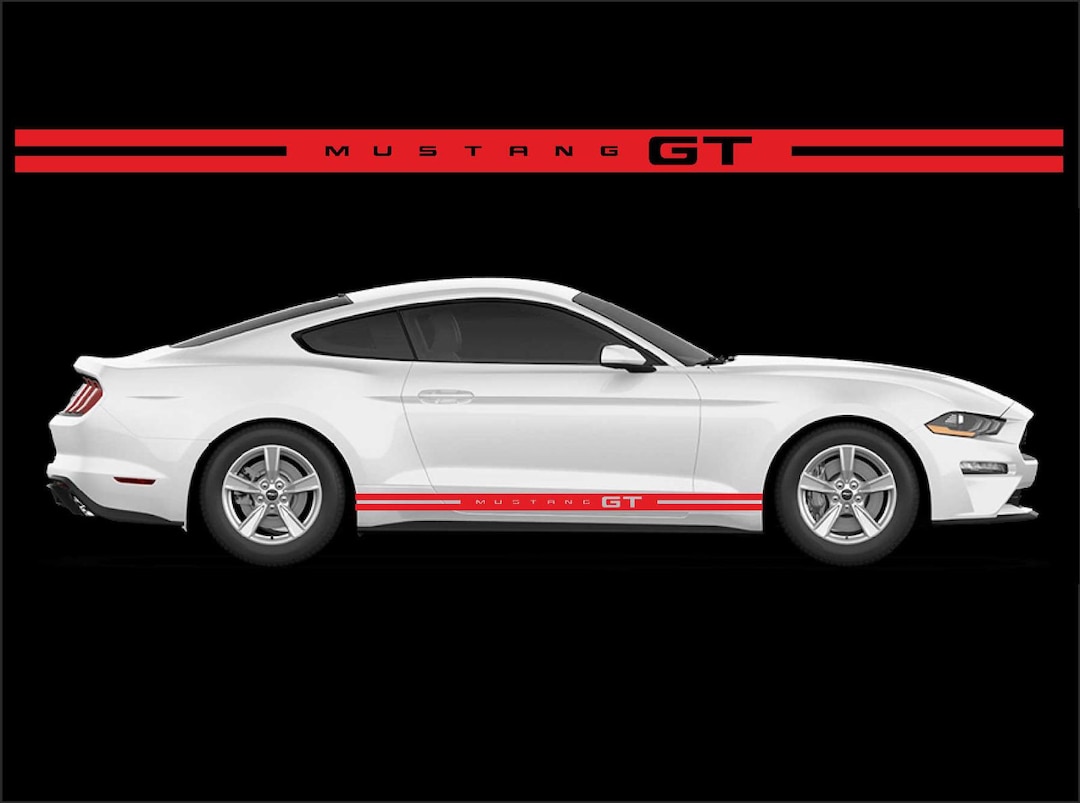 2pcs FORD MUSTANG GT Decal Sticker Sport Racing Stripes Rocker Panel ...