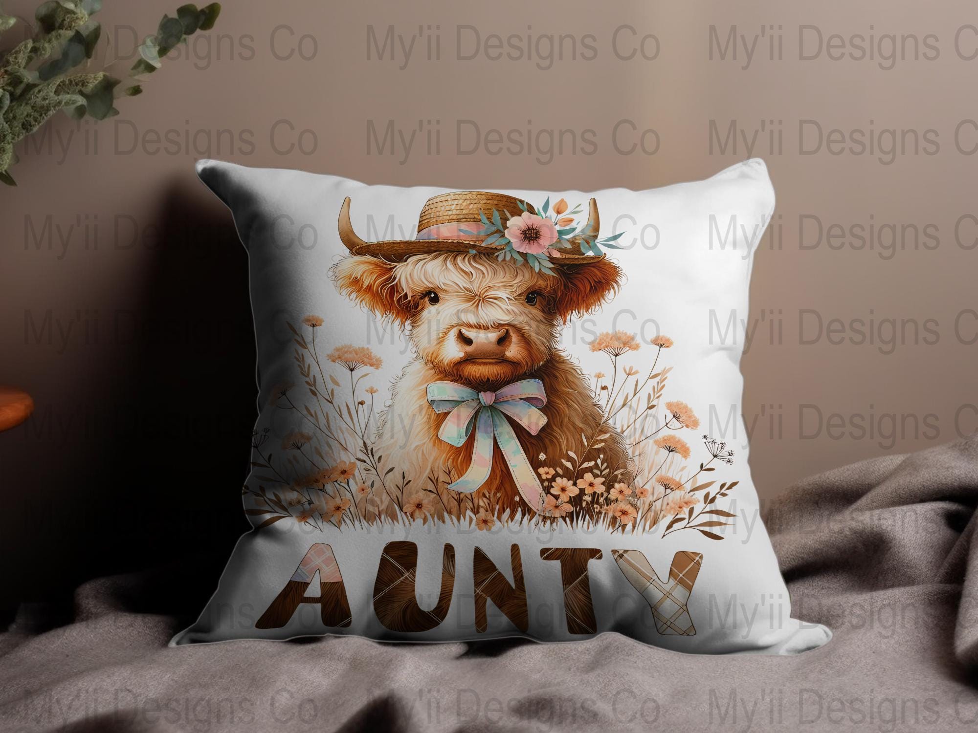 Aunty Highland Cow Png, Cowhide Png, Cute Grandma Cow Sublimation ...
