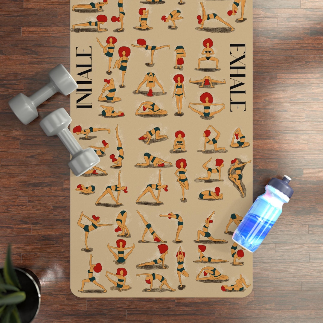 Yoga Pose Mat Premium Beige Color With 100 Asanas - Ideal for Home ...