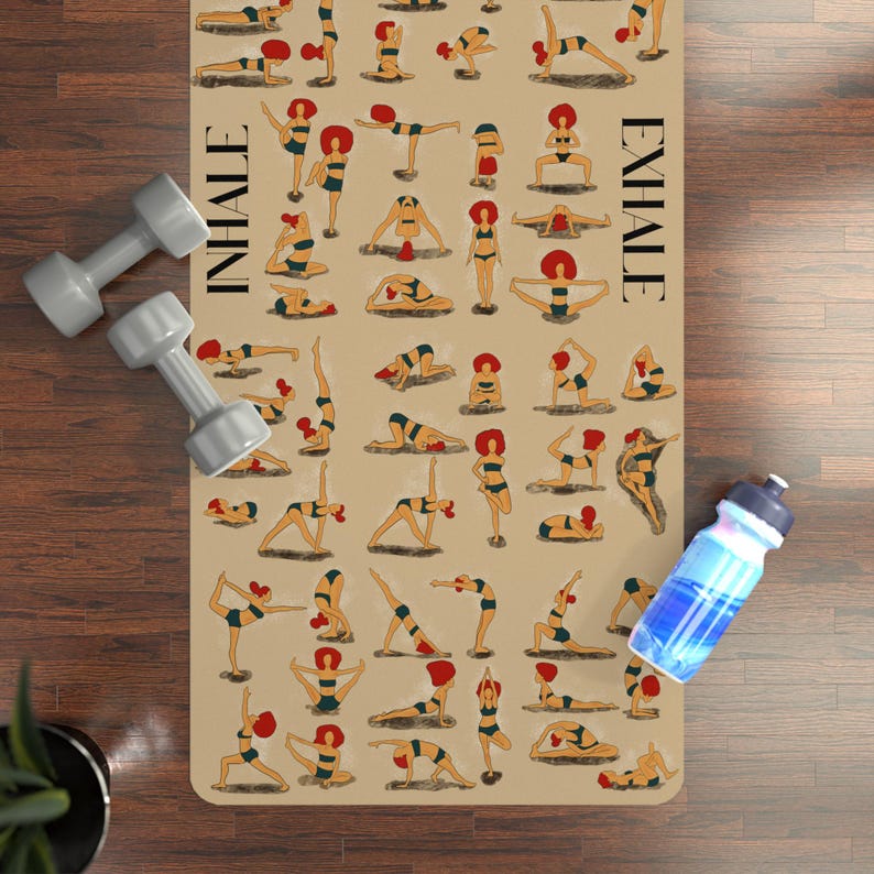 Yoga Pose Mat Premium Beige Color With 100 Asanas - Ideal for Home ...