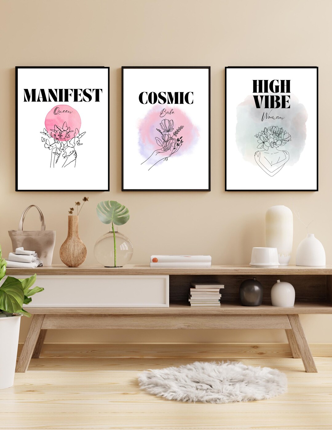 Manifest Queen. Cosmic Babe. High Vibe. Manifestation Wall Art | Self ...