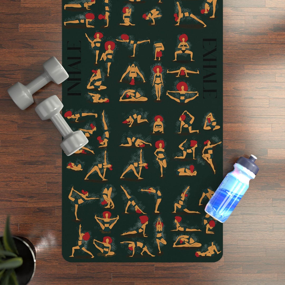Yoga Pose Mat Premium Green Color With 100 Asanas - Ideal for Home ...
