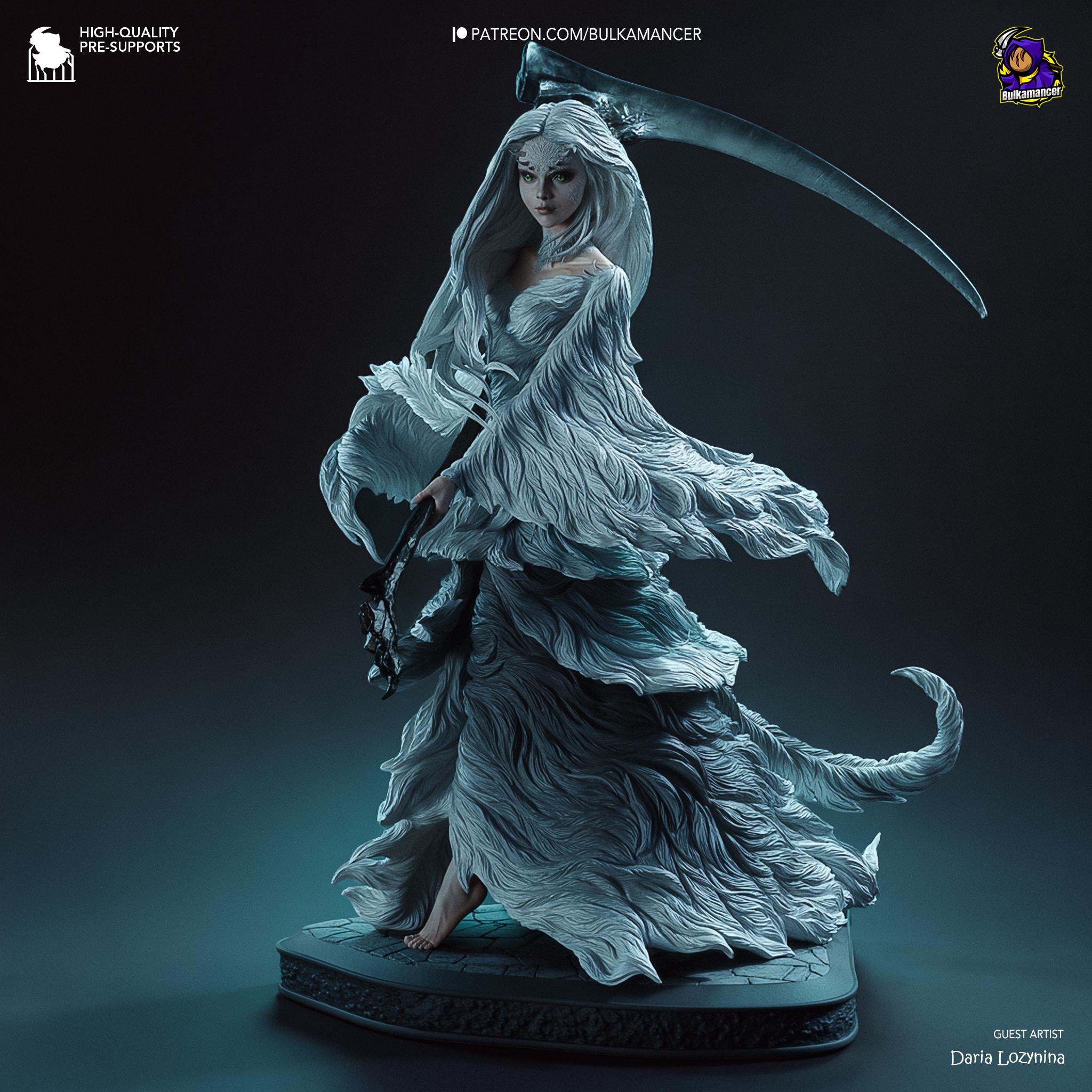 Snowbound Scythe Maiden | Gothic Fantasy Dragon Figure | Resin Model ...