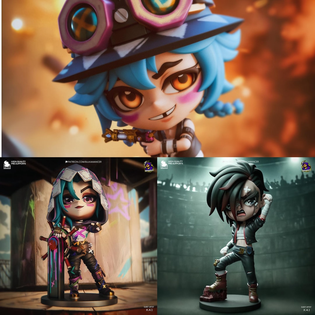 Arcane Chibi Jinx, Isha & Vi Bundle Unpainted 3D Printed Models From ...