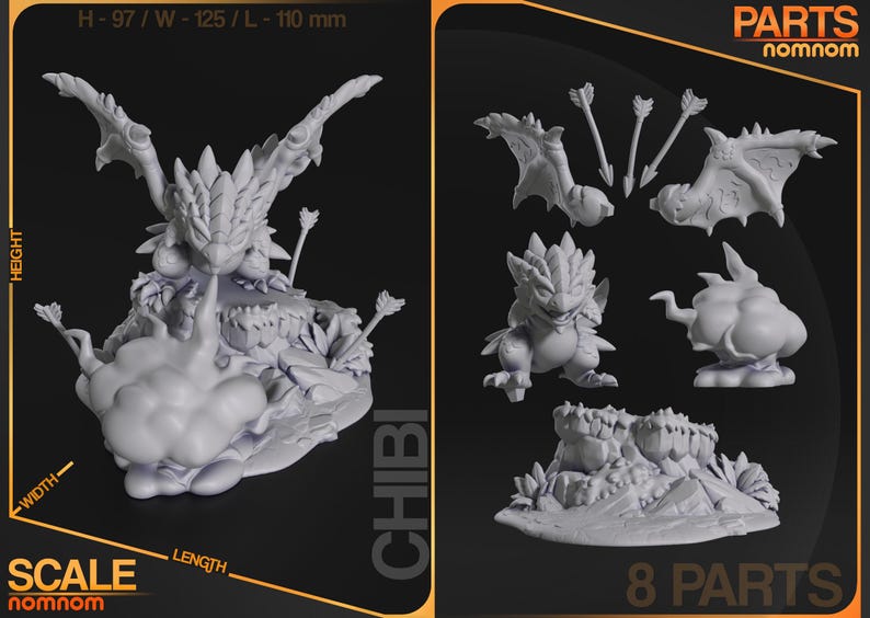 Chibi Wyvern Miniature: 3D Printed Resin Figure, Unpainted Kit - Etsy