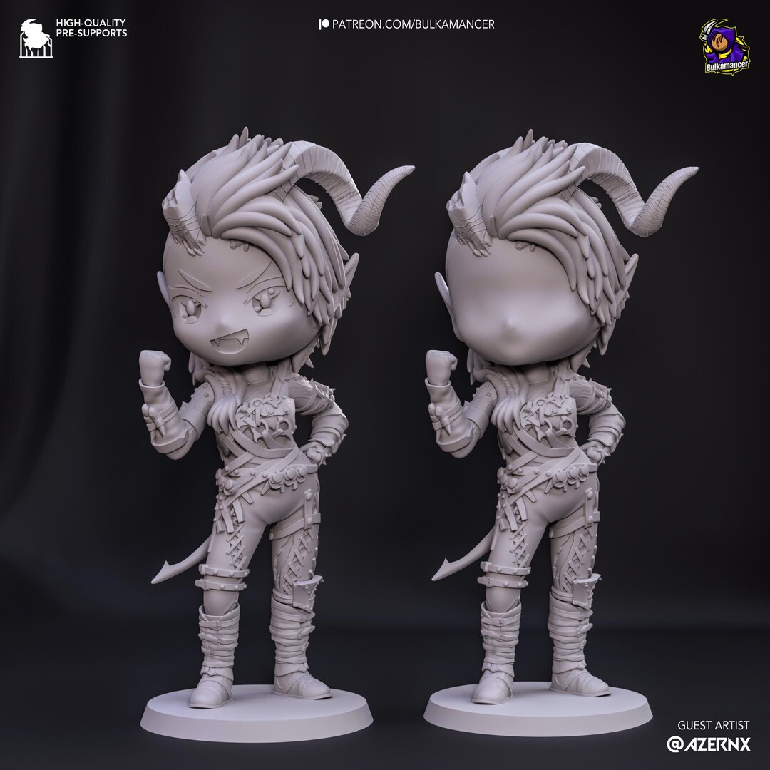 Karlach 3D Print: Baldur's Gate 3 Tiefling Chibi Figure - Unpainted ...