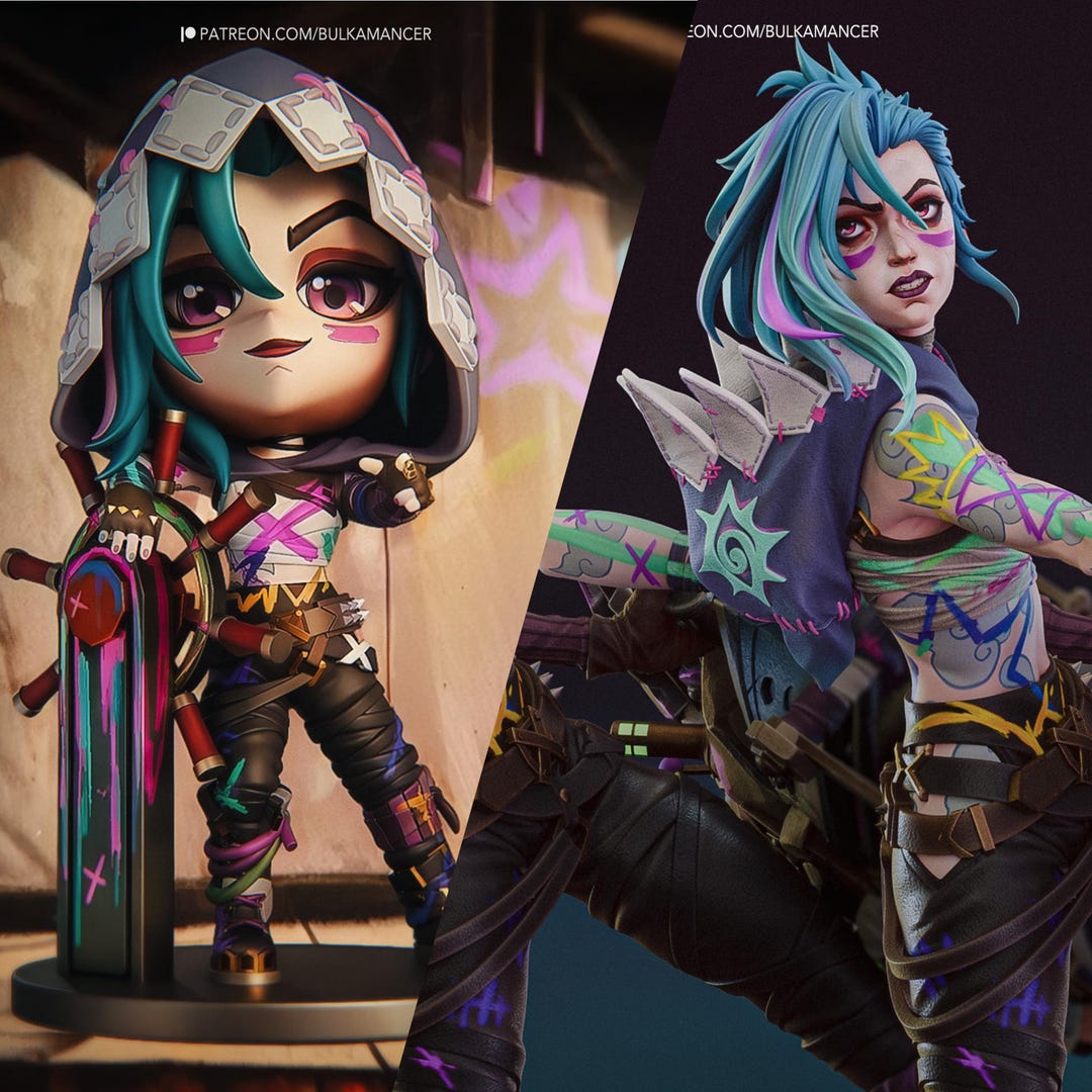 Jinx & Chibi Jinx 3D Model Bundle | Arcane Figurines | League of ...