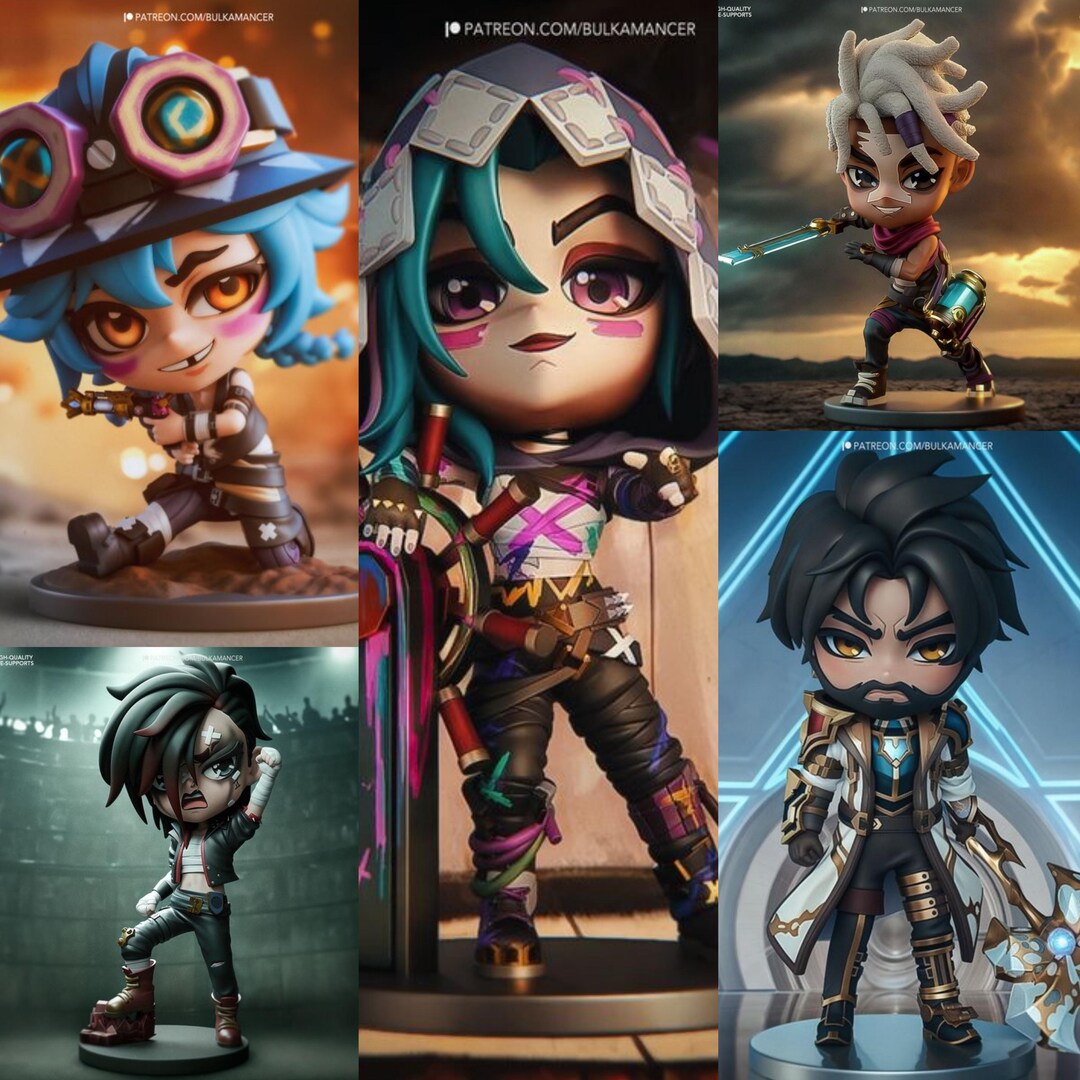 Arcane Jinx, Vi, Isha and Ekko 3D Models | League of Legends Figures ...