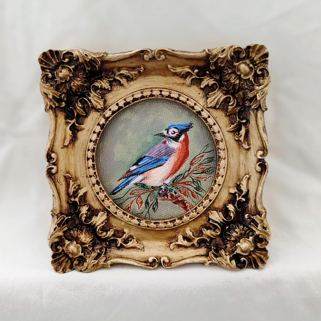 Small Framed Bird Painting - Bird Oil Painting - Bird Wall Art ...