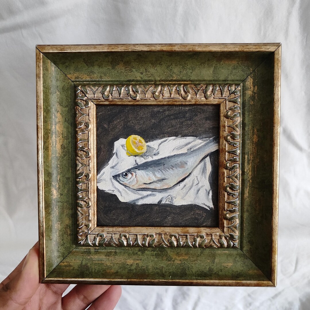 Oil Painting Fish Wall Art | Farmhouse Kitchen Decor | Cottagecore ...