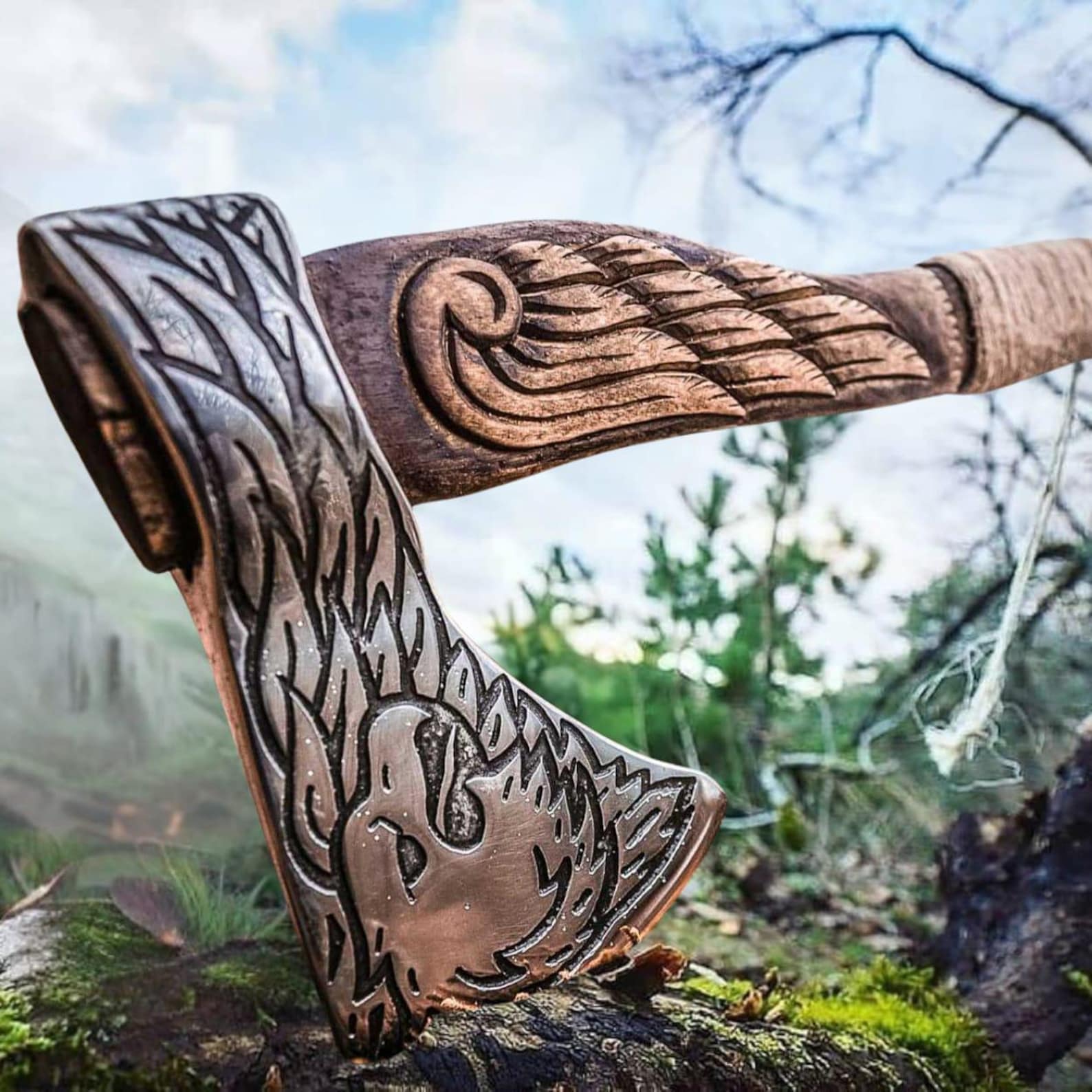 Custom Hand Forged Carbon Steel Viking Axe Ragnar Axe Wedding Gift Best ...