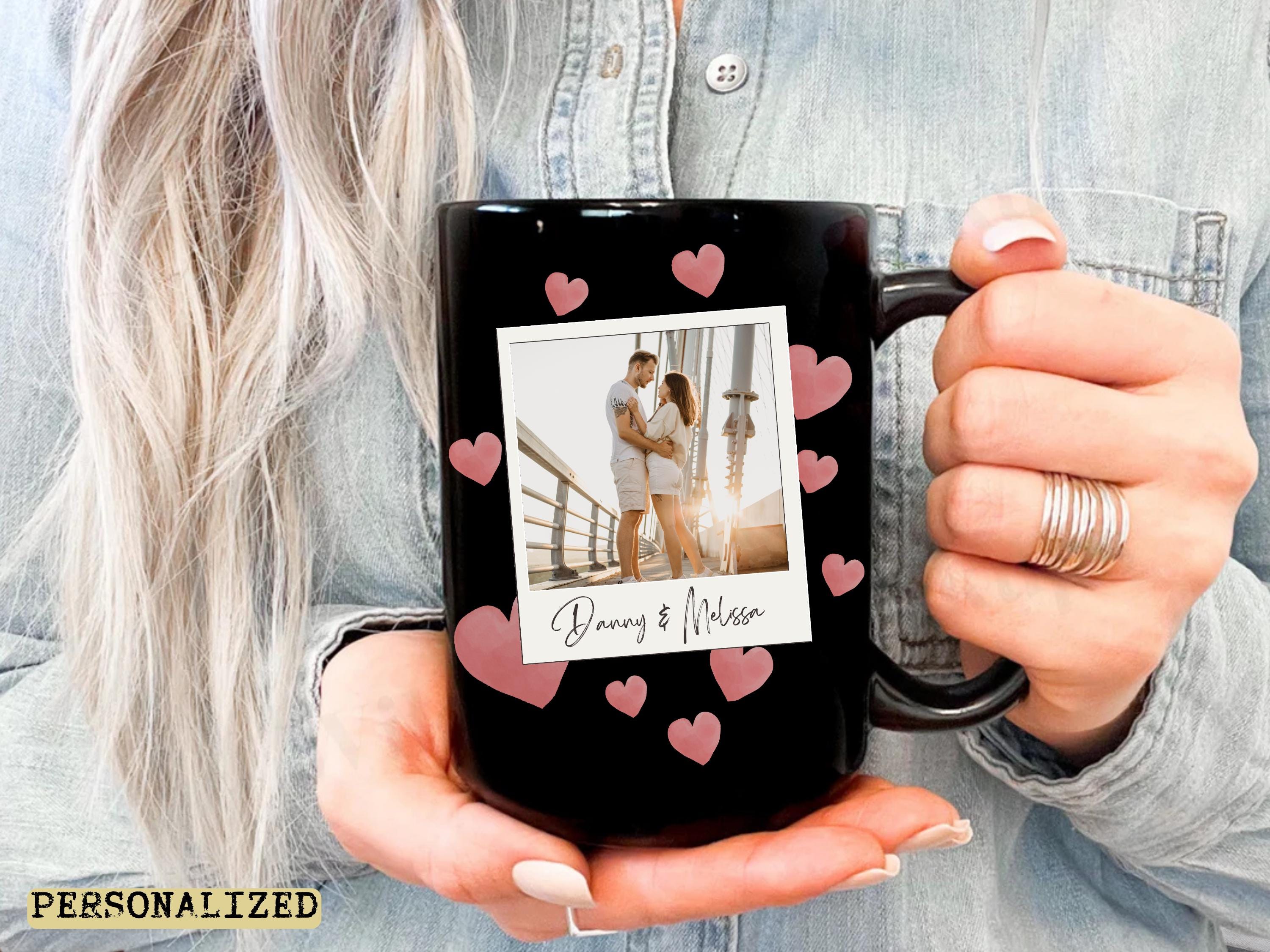 Personalized Black Mug Polaroid Photo Custom Names Couple Friends Gift ...