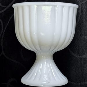 Vintage White Milk Glass Compote Bowl: Iridescent Pedestal Vase - Etsy