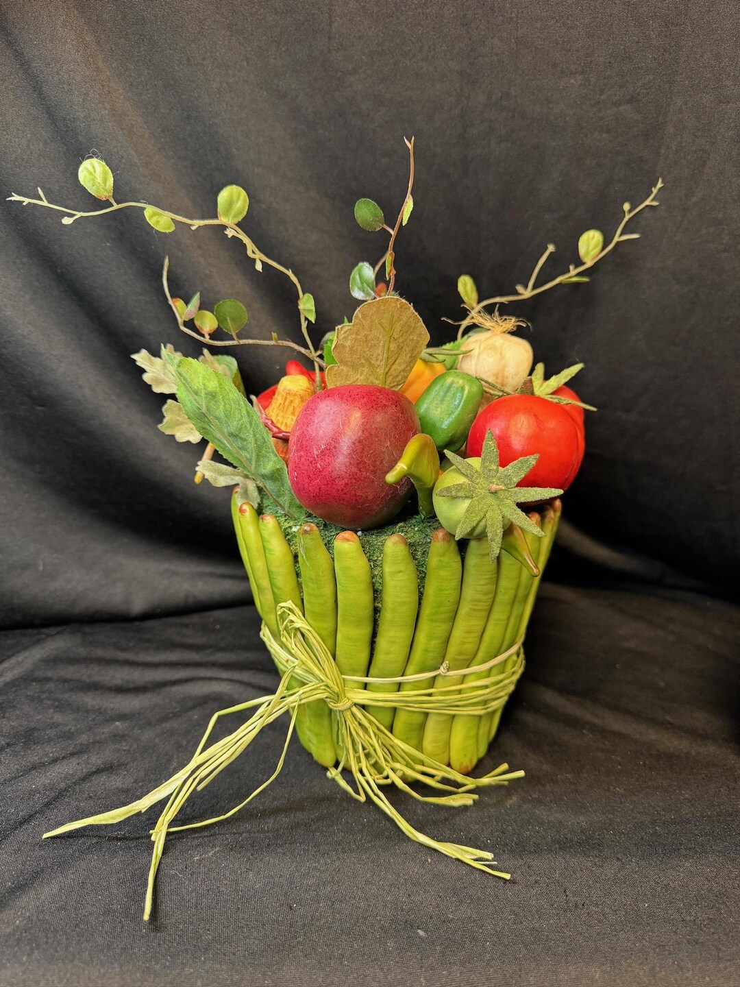 Vintage Faux Vegetable Arrangement | Harvest Kitchen Decor | Farmhouse ...