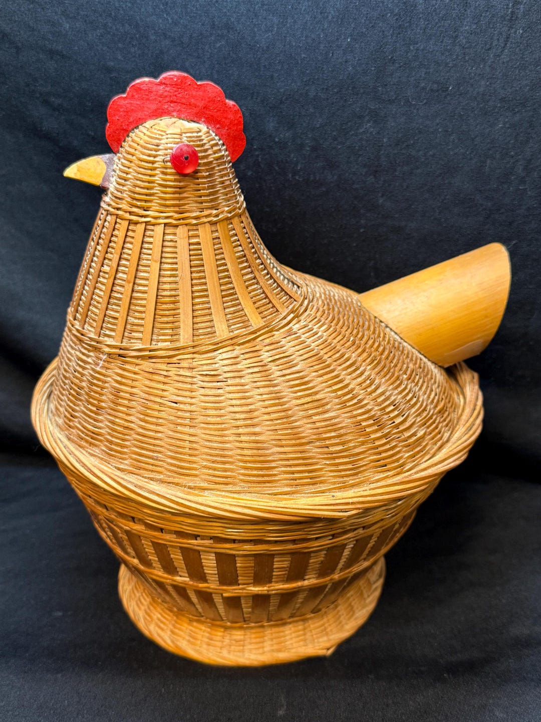 Vintage Wicker Rooster Basket: Bamboo Chicken Kitchen Storage and Decor ...