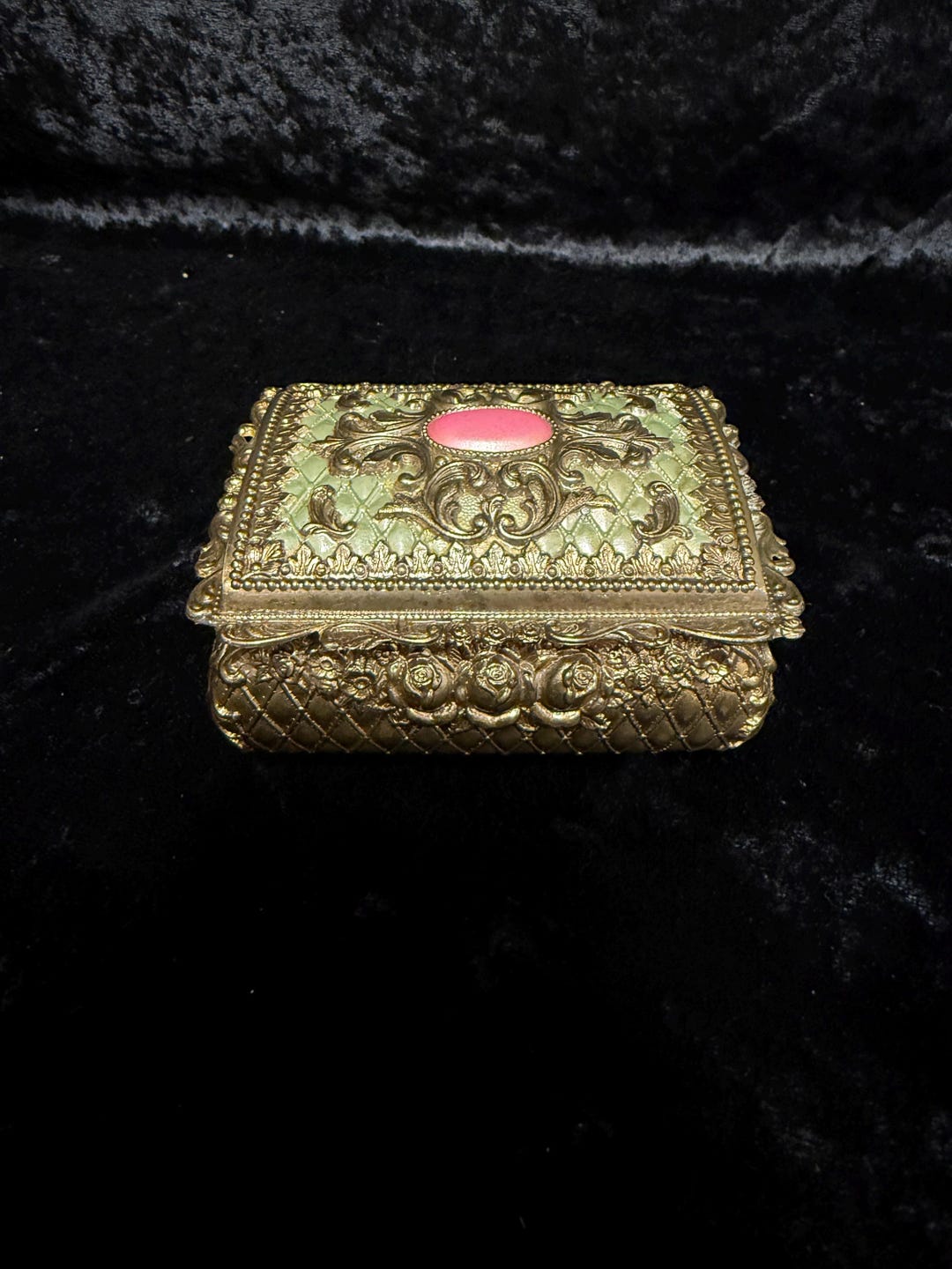 Vintage Japan Trinket Box | Gold Tone Jewelry Casket, Red Velvet - Etsy