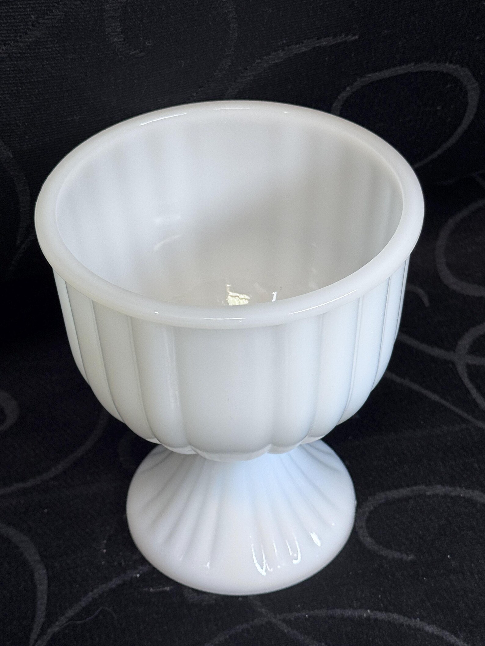 Vintage White Milk Glass Compote Bowl: Iridescent Pedestal Vase - Etsy