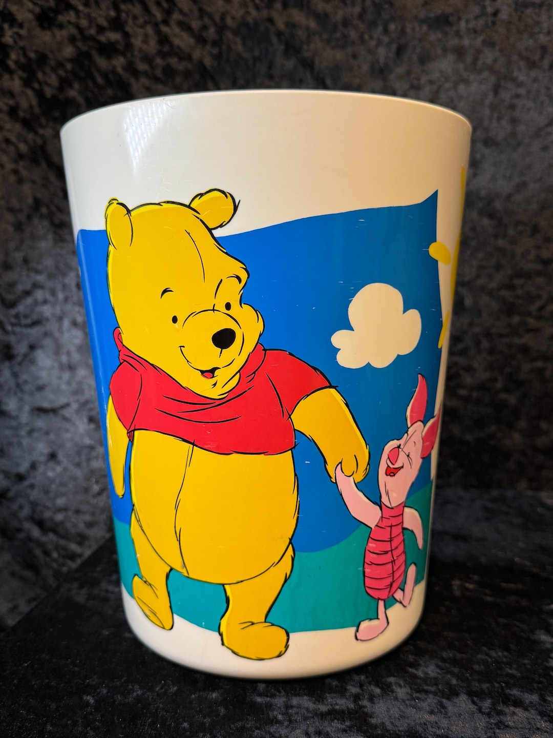 Vintage Winnie the Pooh and Piglet Waste Basket 10 Inch Disney Trash ...