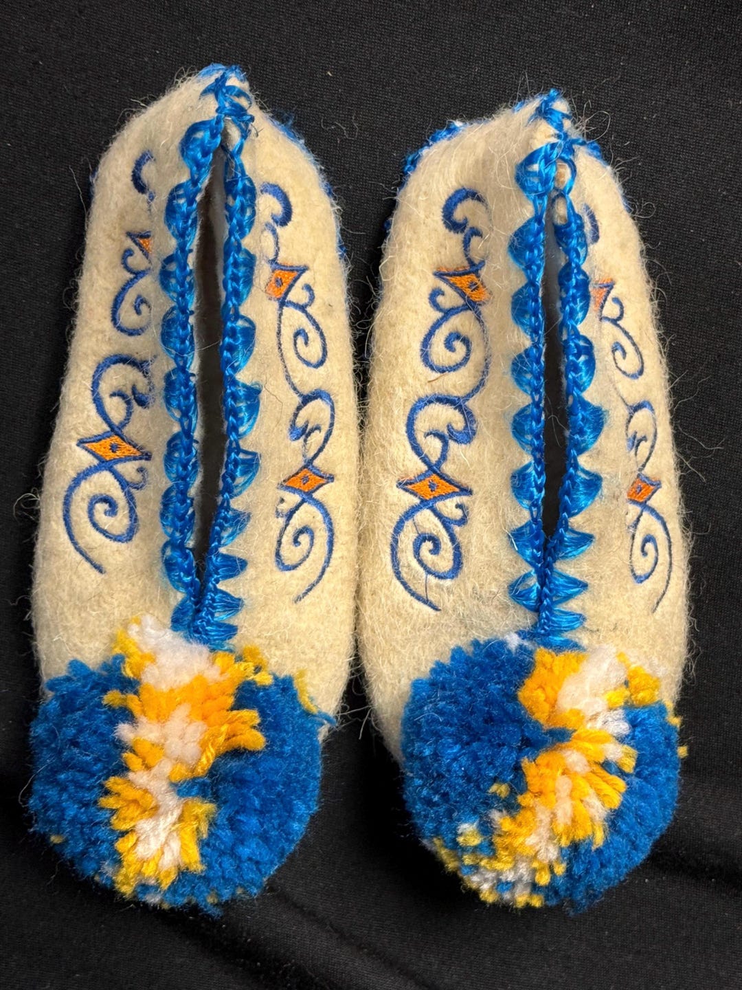 Vintage Traditional Greek Slippers Chuni Pompom Slippers UK Size 8 ...