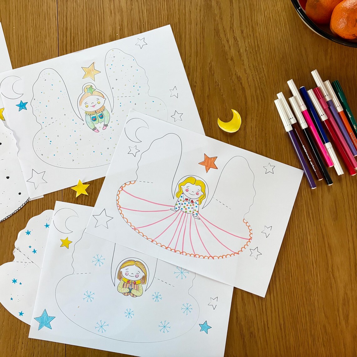 Printable Christmas Angels Templates: Kids DIY (digital Download) - Etsy