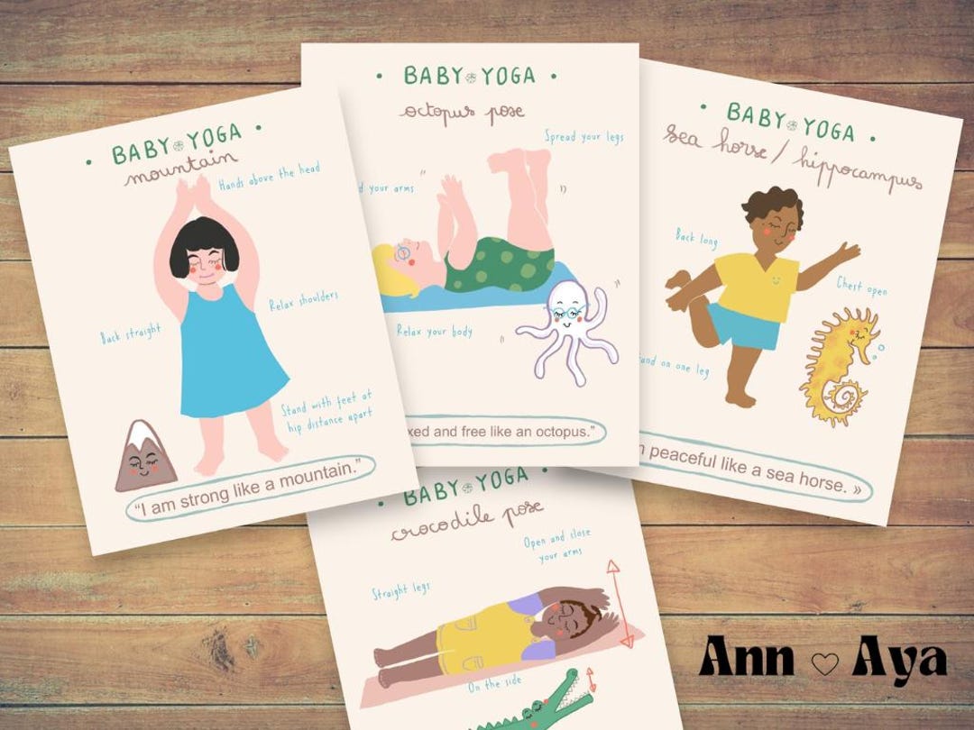 KIDS YOGA 10 Baby Yoga Flashcards PDF Printable Cards Yoga Poses Cards ...