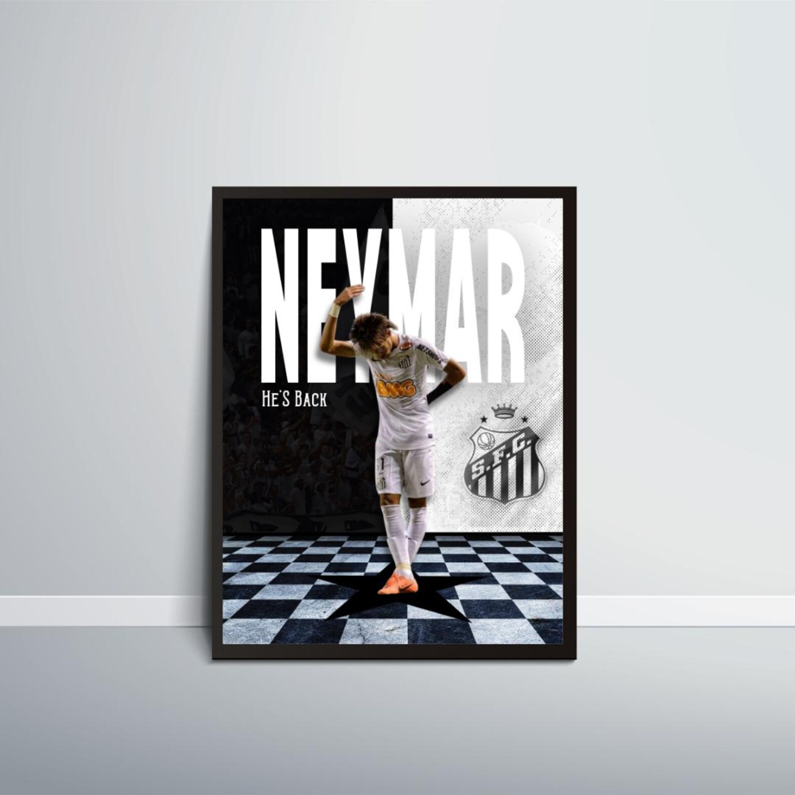 Neymar Jr Santos Poster | Football Wall Art | Brazilian Star Print ...