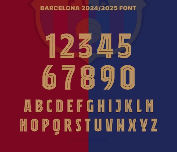 Fc Barcelona Font Letters Name&Number Set For Barcelona La Liga