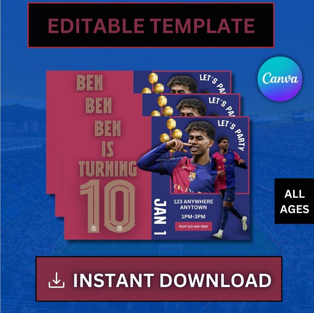 Lamine Yamal Birthday Invitation | Soccer-themed Party Invite ...