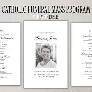 Catholic Funeral Mass Program Template - Etsy
