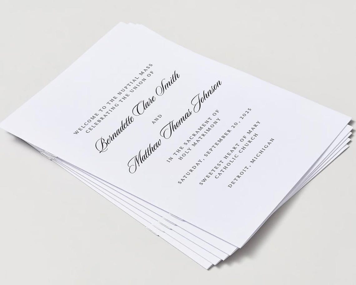 Catholic Wedding Mass Program Canva Template - Etsy