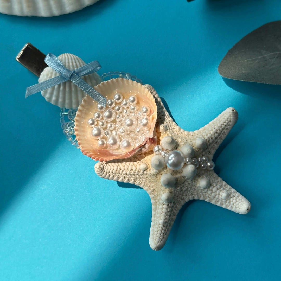 Boho Chic White Starfish Claw Clip, Real Shell Hair Clip, Beach Wedding ...