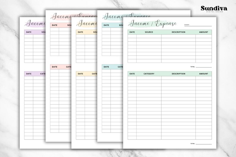 Editable Income & Expense Tracker – Canva Budget Sheet, Printable ...