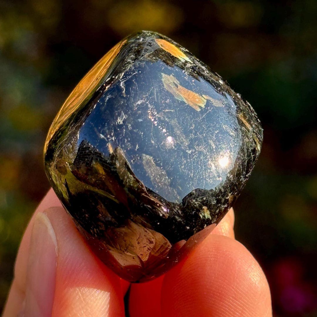 Greenland Nuummite Tumble Stone | Hand-polished Crystal With Schiller ...