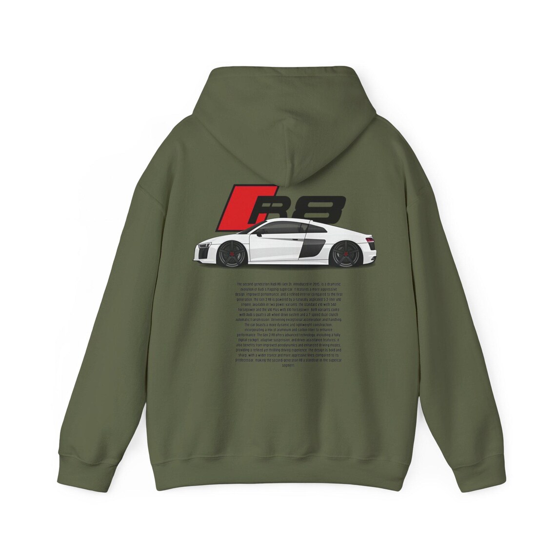 AUDI R8 Hoodie - Unisex Heavy Blend Hooded Sweatshirt, Car Enthusiast ...