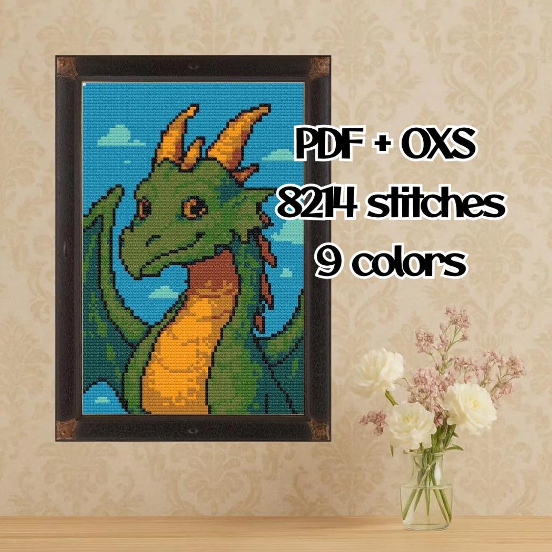 Smiling Dragon Cross Stitch Pattern PDF + OXS: Beginner Fantasy Design ...