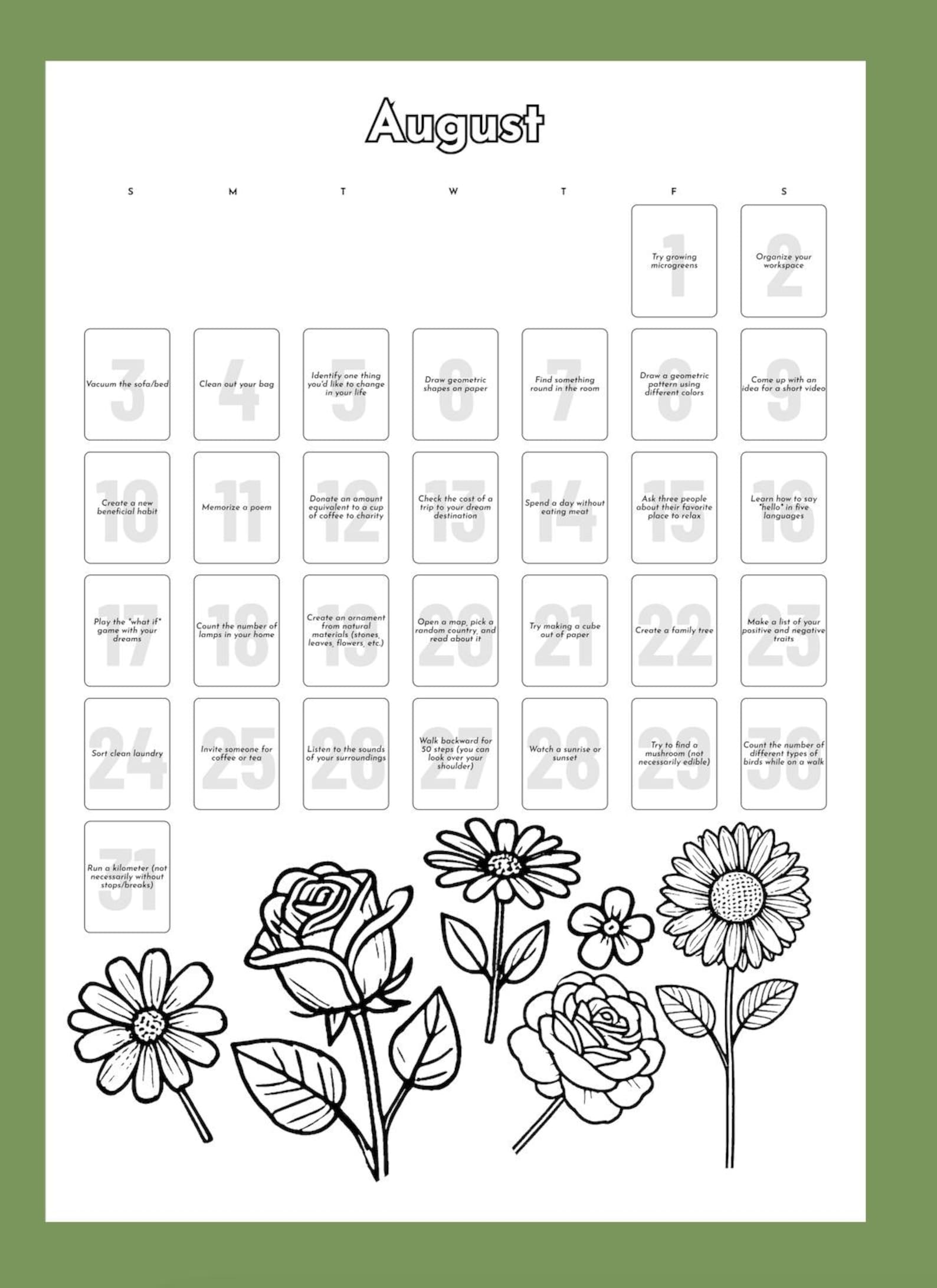2025 Daily Challenge Calendar: Stay Inspired and Motivated Printable ...