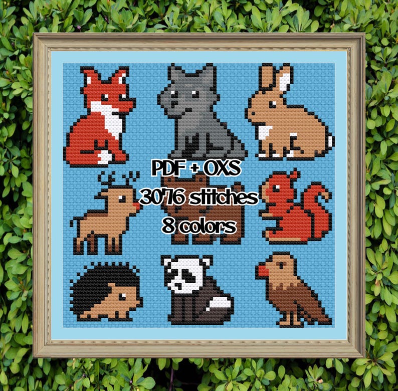 Wild Animals Cross Stitch Pattern PDF + OXS | Woodland Set | 78x76 ...
