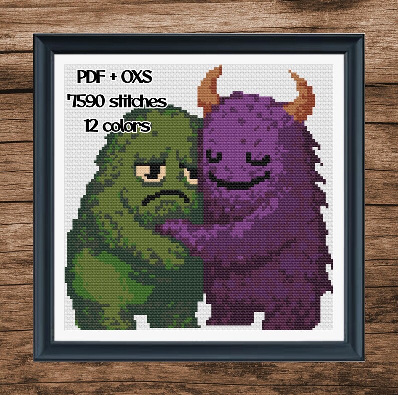 Comforting Monster Cross Stitch Pattern: Wholesome Creature Design (PDF ...