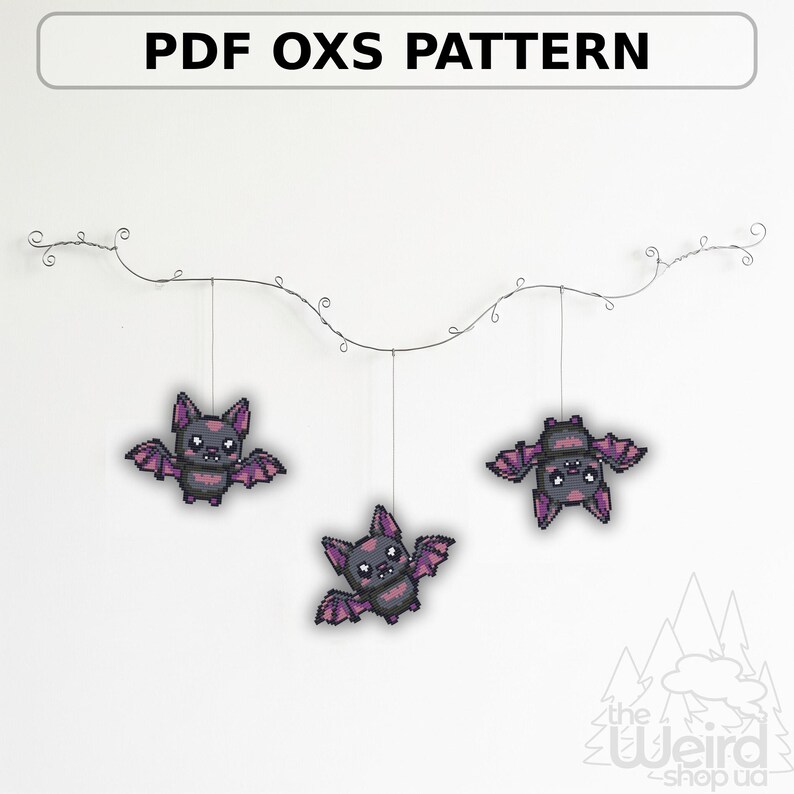 Cute Shy Bat Cross Stitch Pattern, Beginner Halloween (PDF + OXS) - Etsy