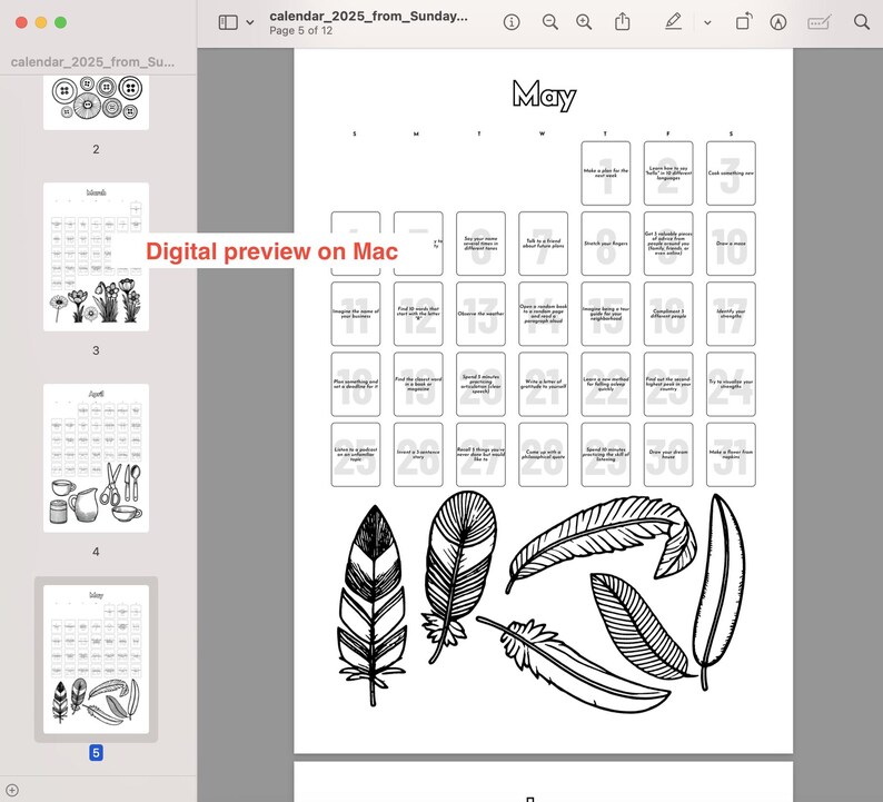 2025 Daily Challenge Calendar: Stay Inspired and Motivated Printable ...