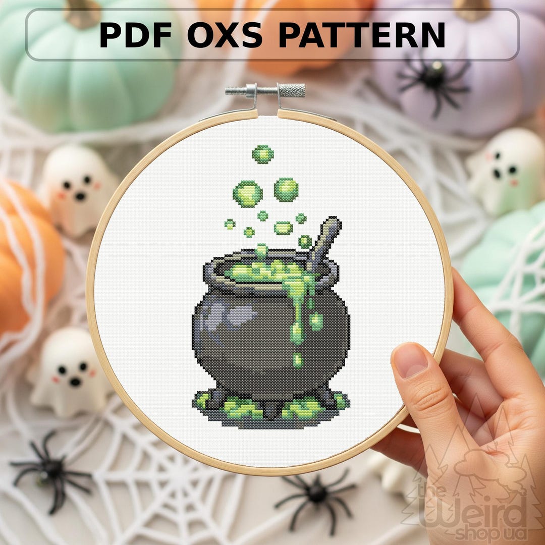 Potion Cauldron Cross Stitch Pattern PDF + OXS: Halloween Witchy Decor ...