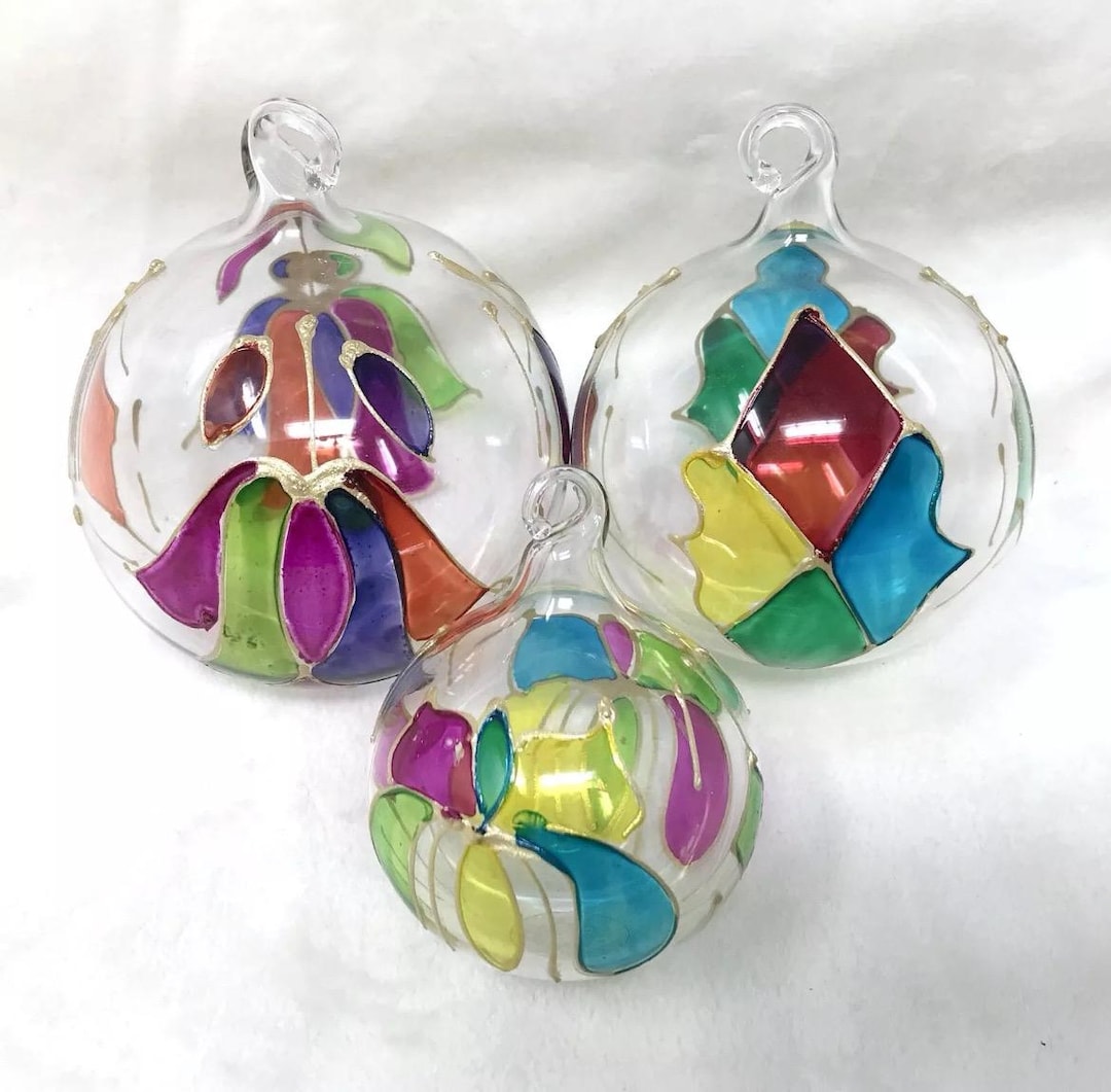 Vintage Parise Vetro Made in Italy Glass Blown Colorful Ornaments Round ...