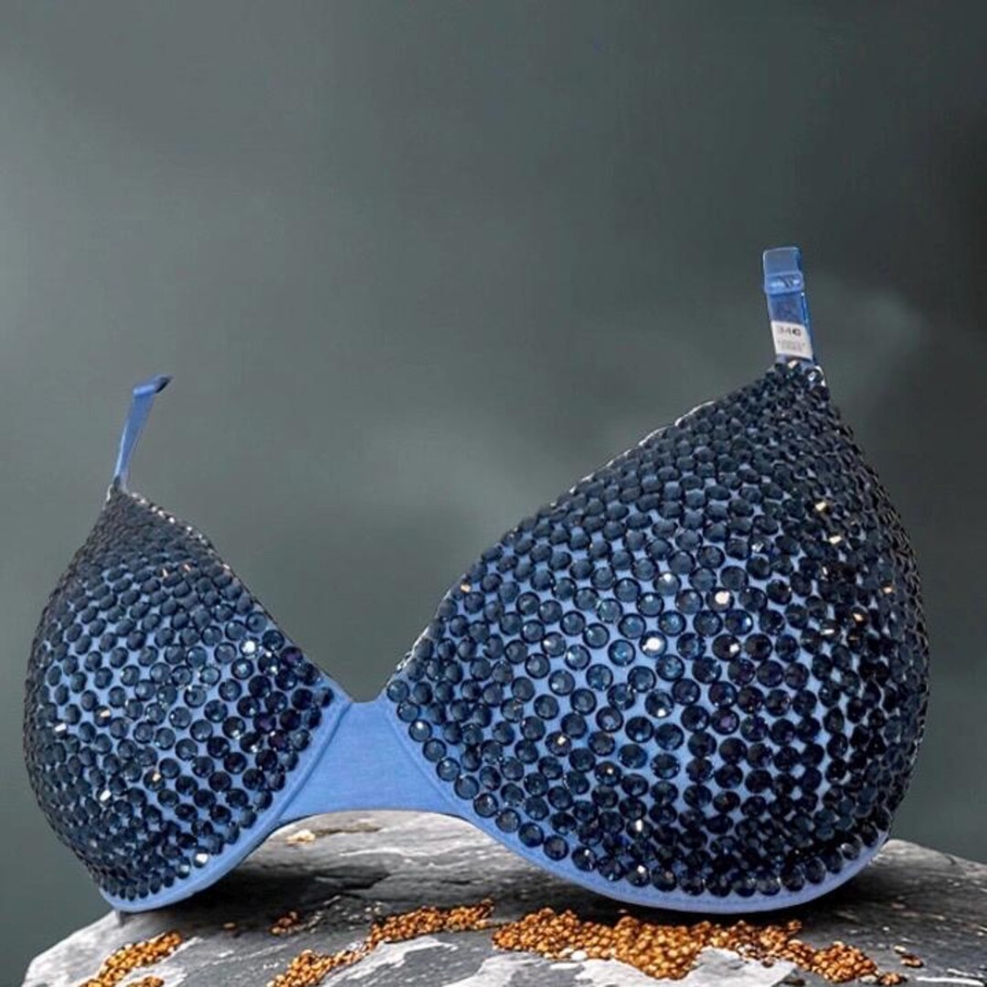 Blue Rhinestone Bra Top: Victoria's Secret PINK, 34C Rave Burlesque Bra ...