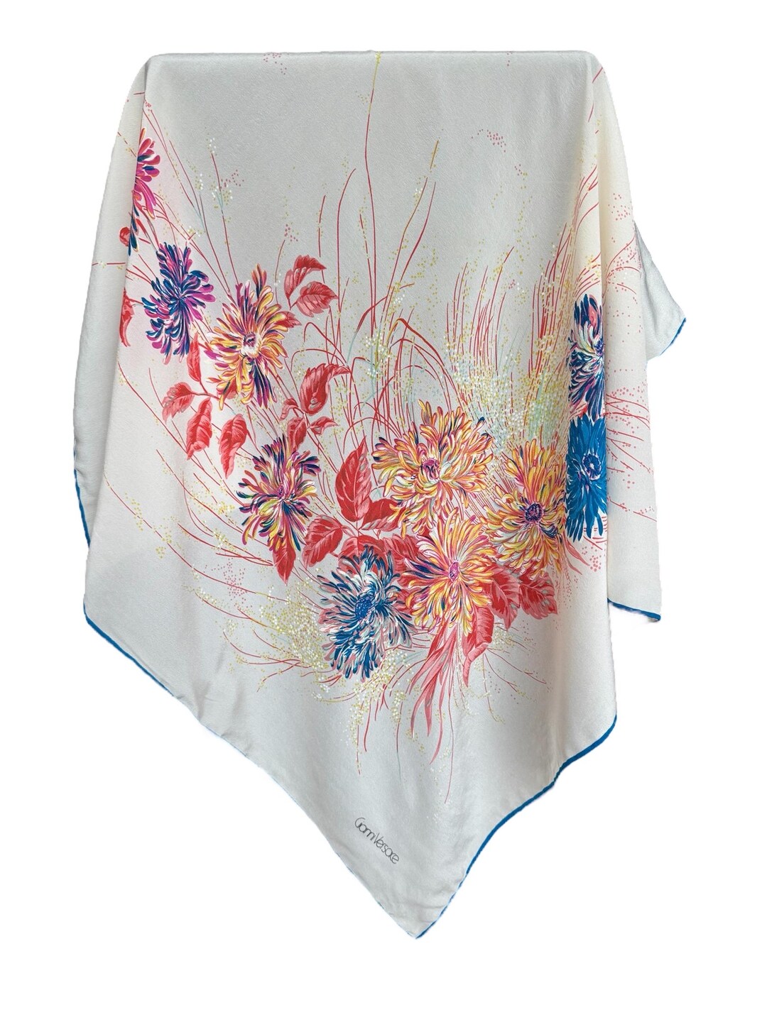 Vintage Gianni Versace Silk Scarf Bohemian White Floral Handmade in ...