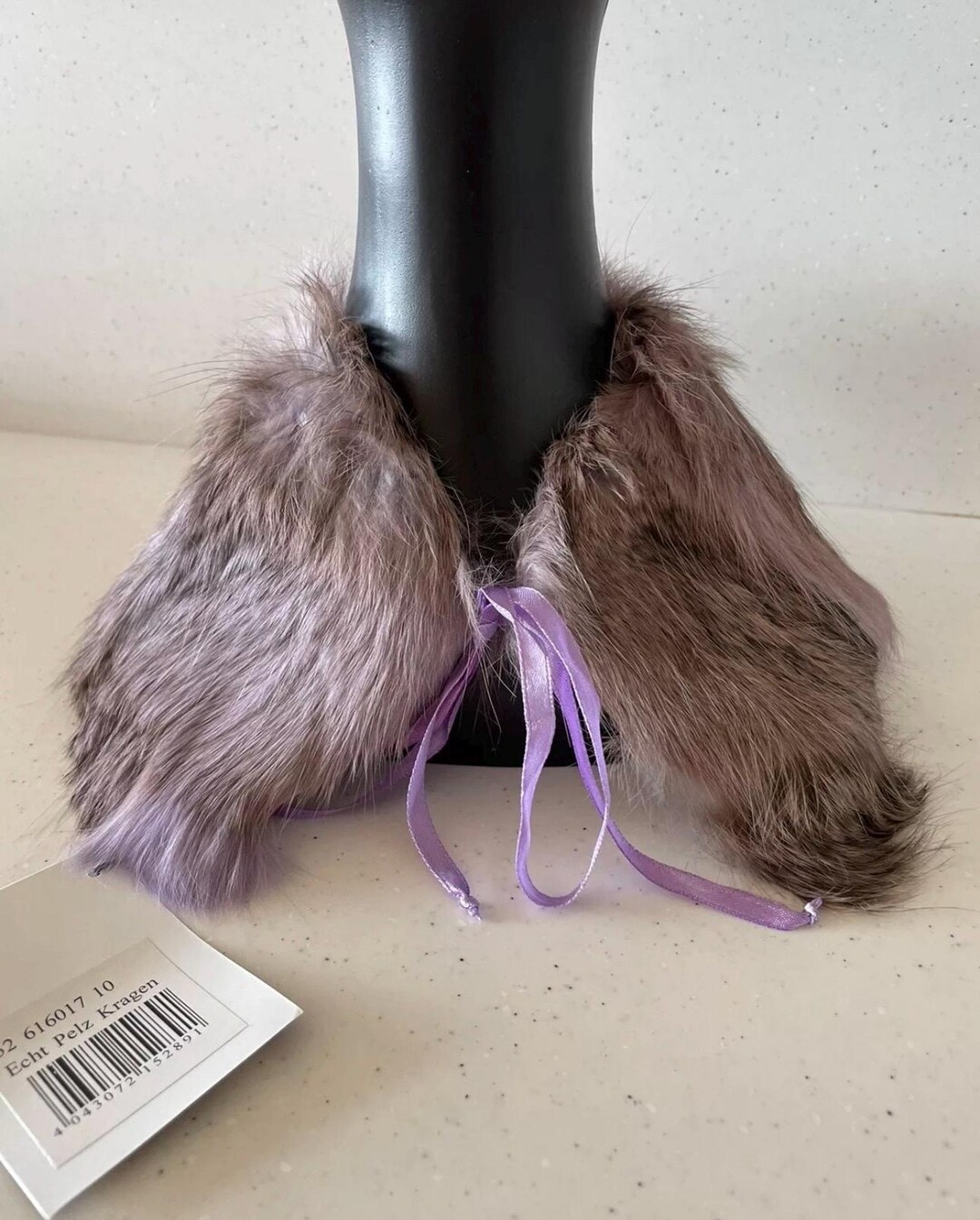 Codello New Purple Lilac Real Rabbit Fur Collar Scarf Soft Luxury Look ...