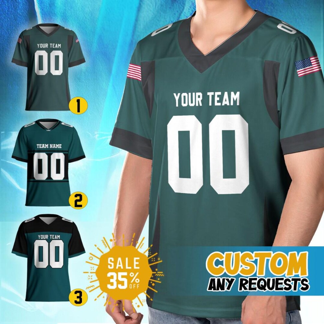 Personalized Name & Number Football Jersey, Custom Free Style Team P ...