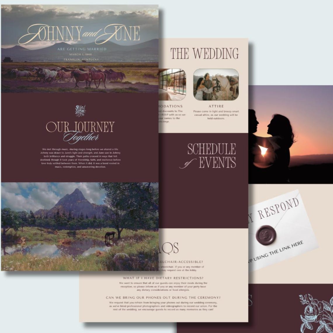 Fully Customizable Western Wedding Website Template, Canva Template ...